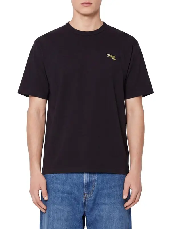 Kenzo Short-sleeve Crewneck T-shirt In Cotton With Contrast Logo - Black