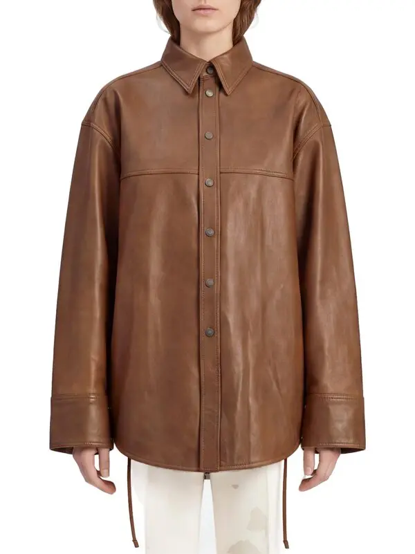 HAIKURE Leather Shirt - Brown