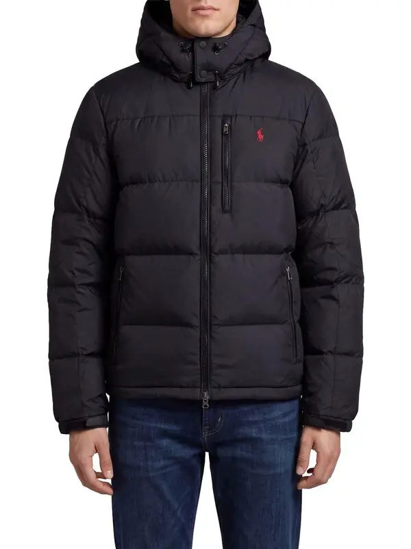 Polo Ralph Lauren Gorham Quilted Nylon Hooded Down Jacket With Embroidered Pony Logo - Black