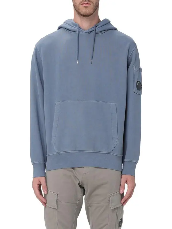 C.P. COMPANY Cotton Hoodie With Kangaroo Pocket And Logo - Blue