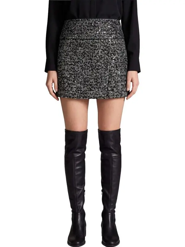 ERMANNO FIRENZE Sequined Chevron Skirt - Black