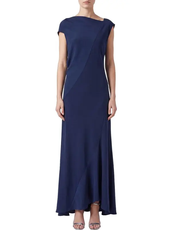 Alberta Ferretti Long Satin Slip Dress - Blue