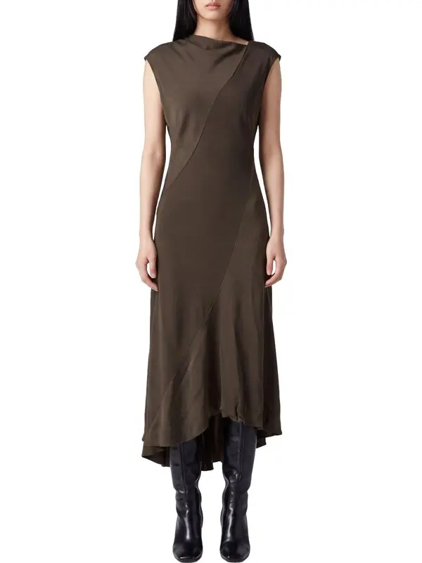 Alberta Ferretti Long Satin Slip Dress - Grey