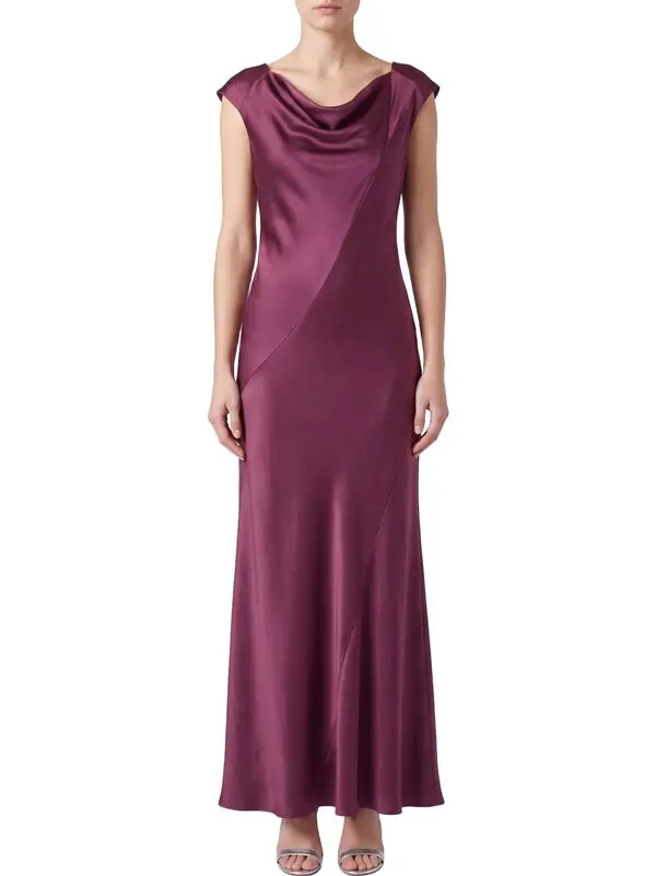 Alberta Ferretti Long Satin Slip Dress - Red