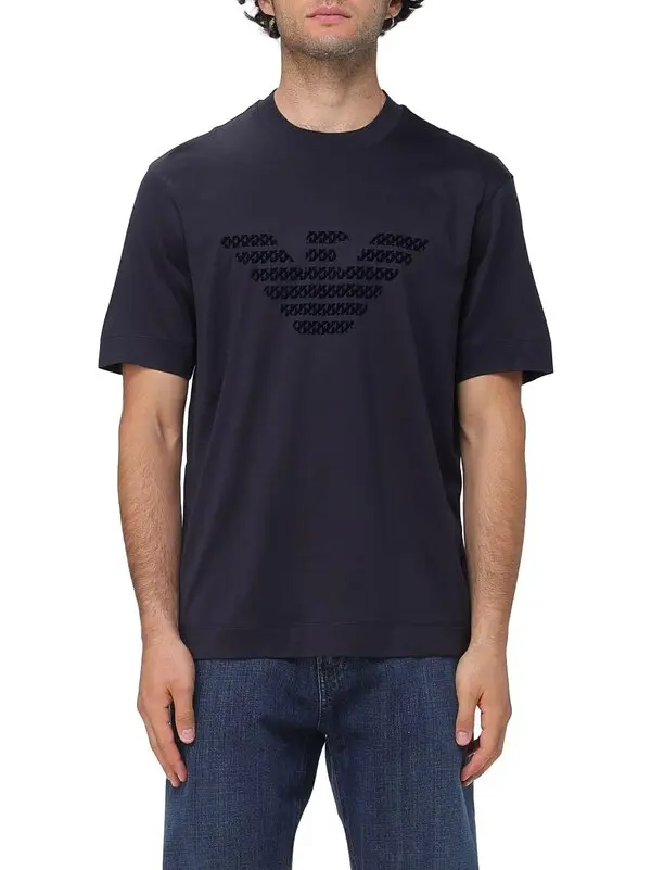 Emporio Armani Lyocell Blend T-shirt With Iconic Eagle Logo - Navy