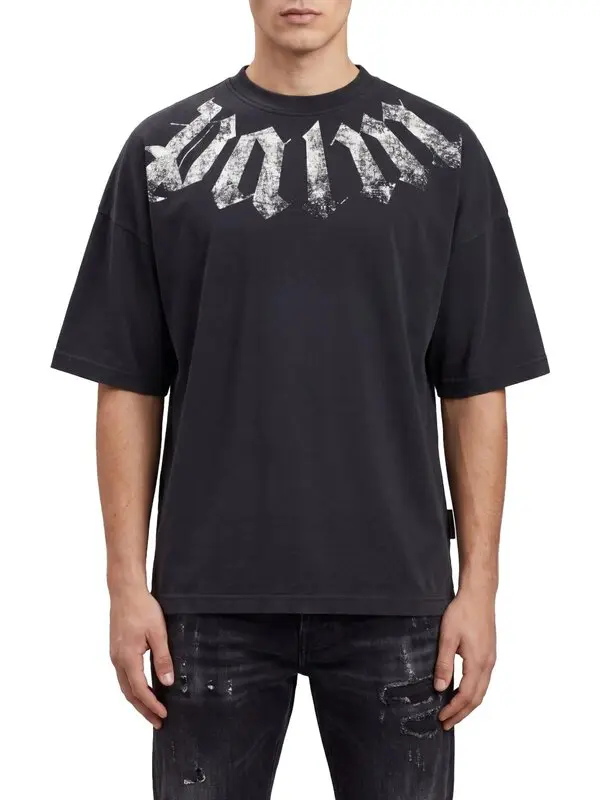 Palm Angels Relaxed Fit Graffiti Logo Print Cotton T-shirt - Black