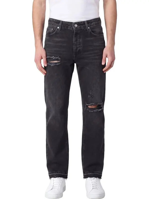 REPRESENT Heaton Straight Fit Distressed Denim Jeans - Black