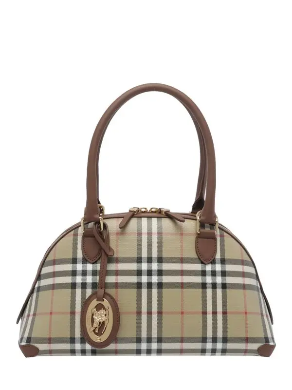 Burberry Primrose Vintage Check Canvas And Leather Bowling Bag - Brown