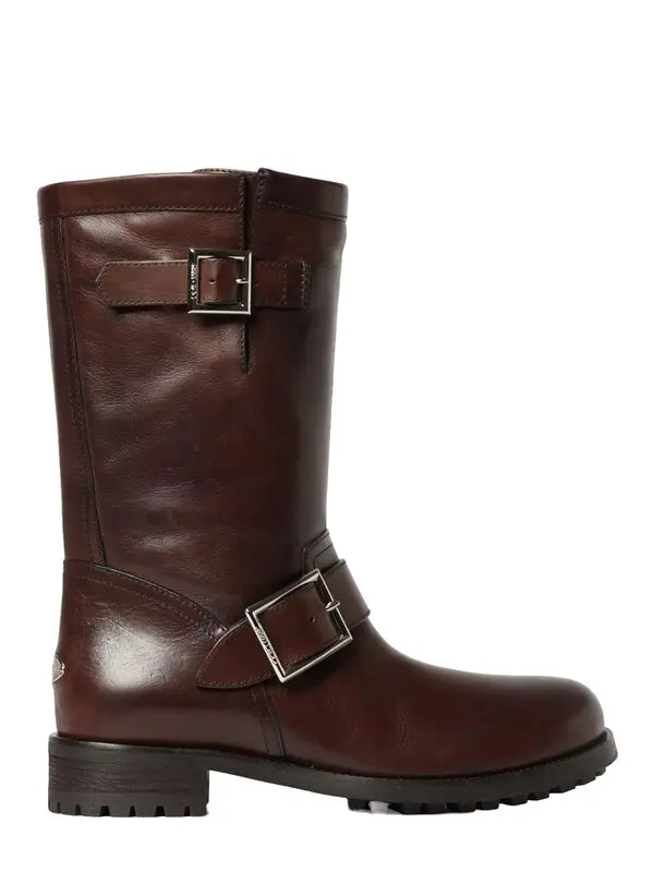 JIMMY CHOO Buckled Leather Boots - Brown