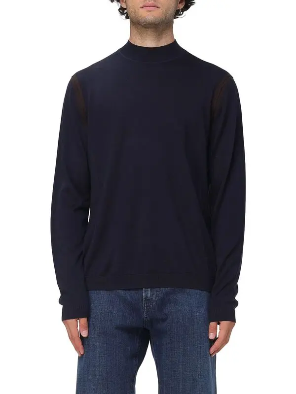 Emporio Armani Mock Neck Cotton Jumper - Navy