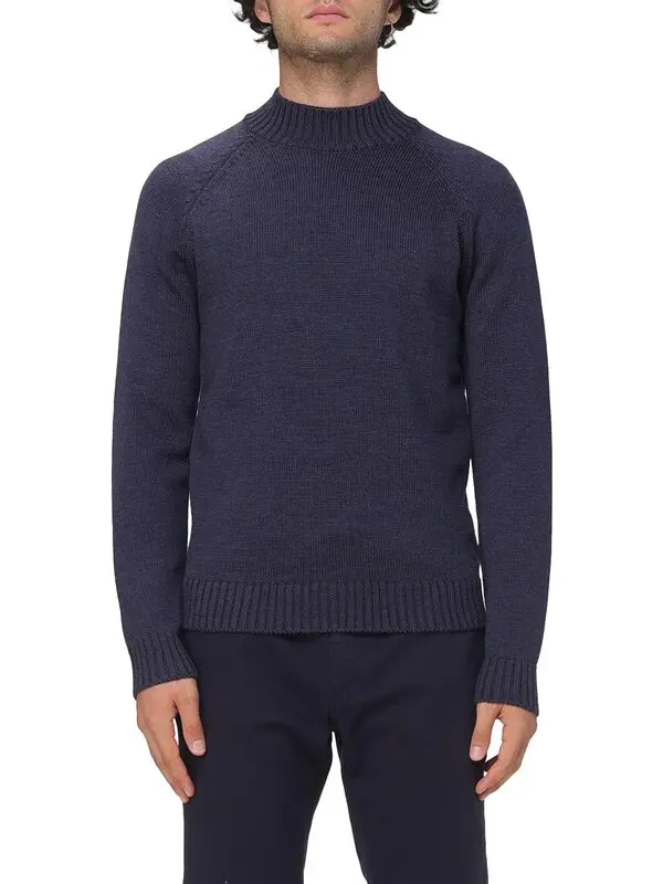ZANONE 100% Merino Wool Mock Neck Jumper - Denim