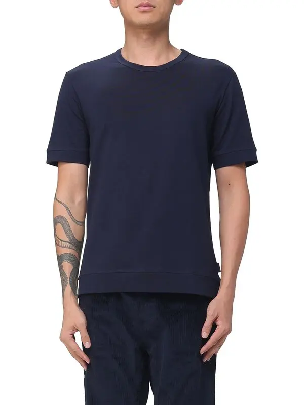 PAOLO PECORA Short-sleeved Jersey Crewneck T-shirt - Blue