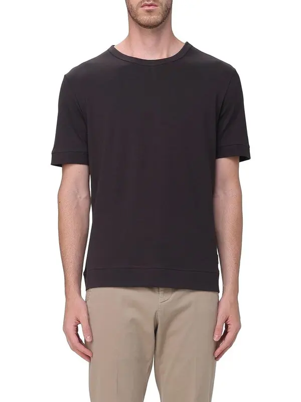 PAOLO PECORA Short-sleeved Jersey Crewneck T-shirt - Brown