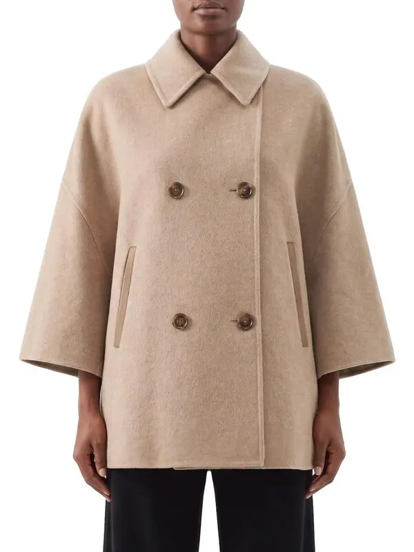 Max Mara Double-breasted Knee-length Cashmere Coat With Dropped Shoulders - Beige