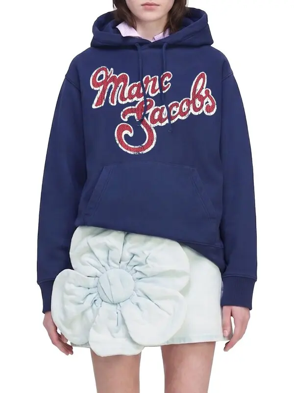 Marc Jacobs Cotton Hoodie With Contrasting Logo - Blue