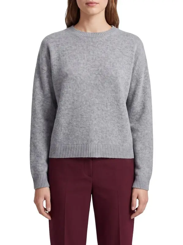 Fabiana Filippi Pure Cashmere Crewneck Jumper With Ribbed Trims - Grey