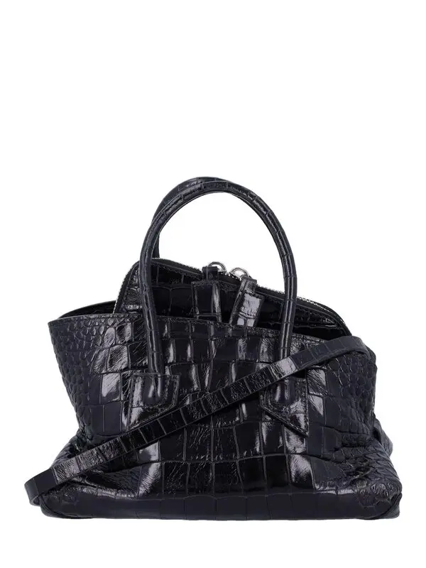 Attico La Passeggiata Crocodile-effect Leather Mini Handbag - Black