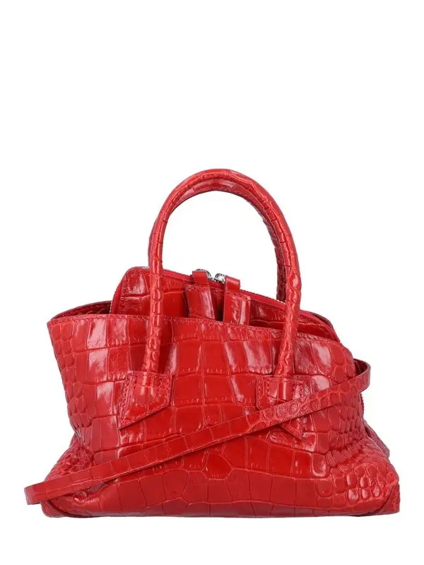 Attico La Passeggiata Crocodile-effect Leather Mini Handbag - Red