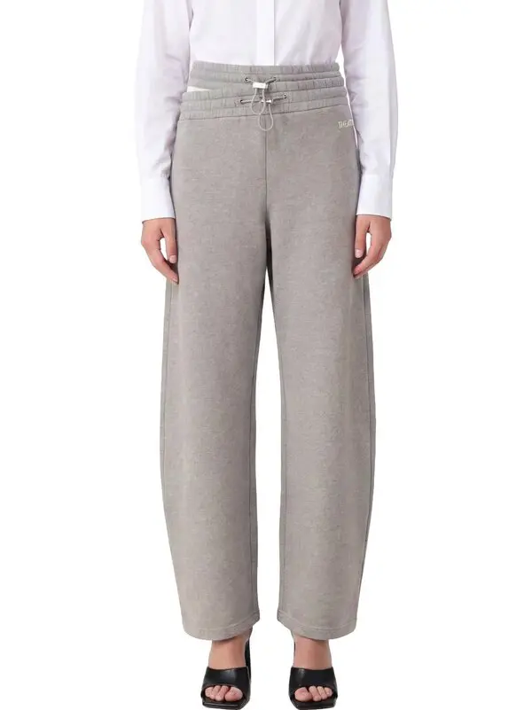 Attico Wide Leg Cotton Jogging Trousers - Grey