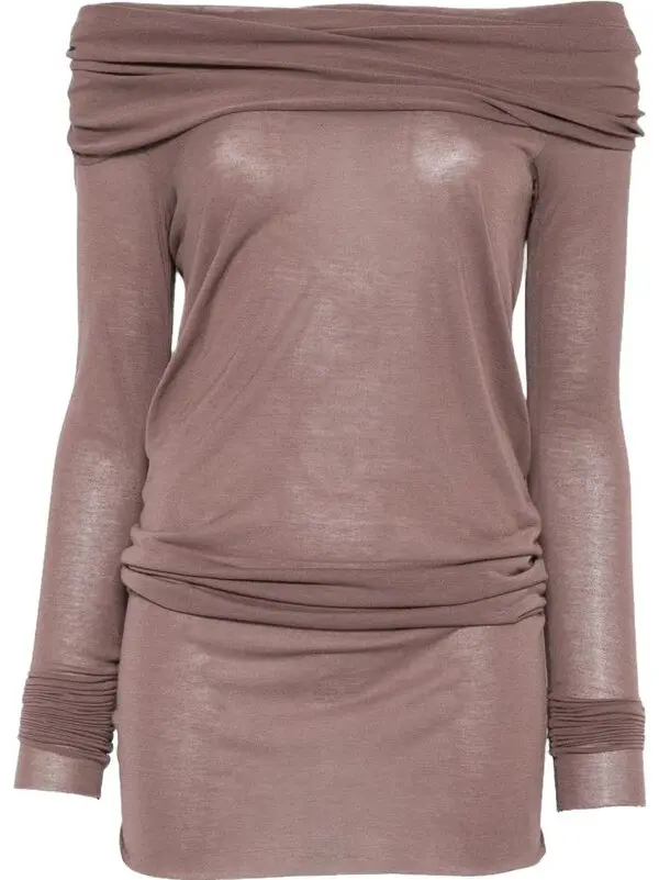 Rick Owens Off-the-shoulder Long Sleeve Top - Brown
