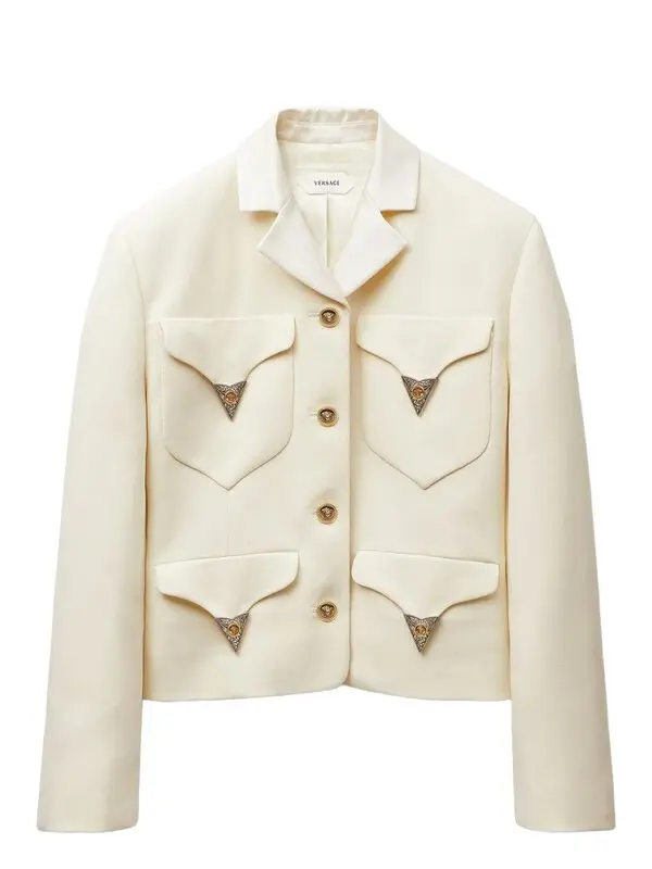 Versace Wool Jacket With Medusa Hardware - White