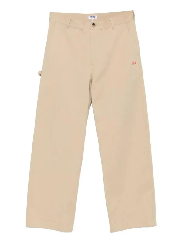 Loewe Cotton Wide-leg Trousers - Beige
