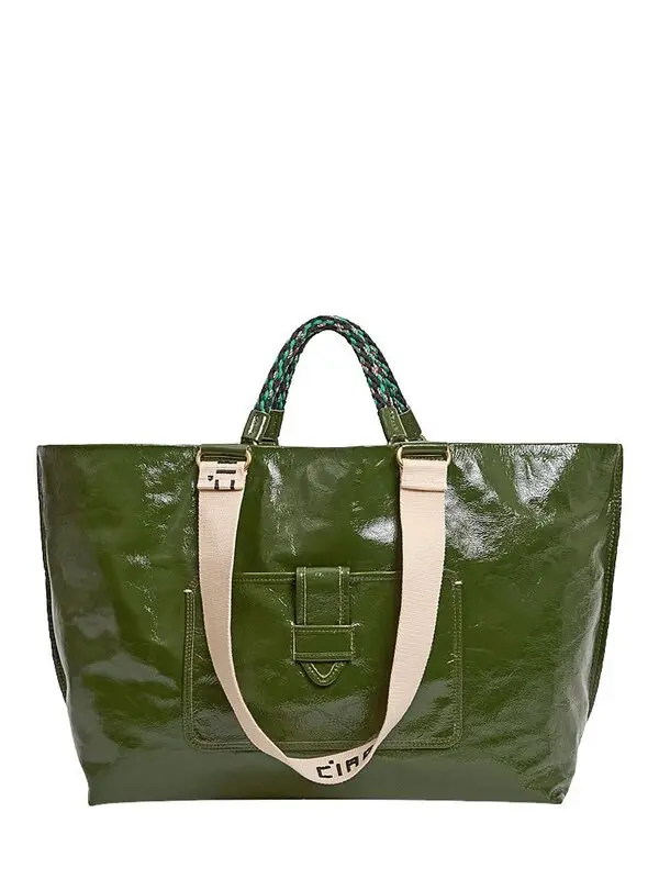 Clare V. Bateau Large Leather Tote - Army