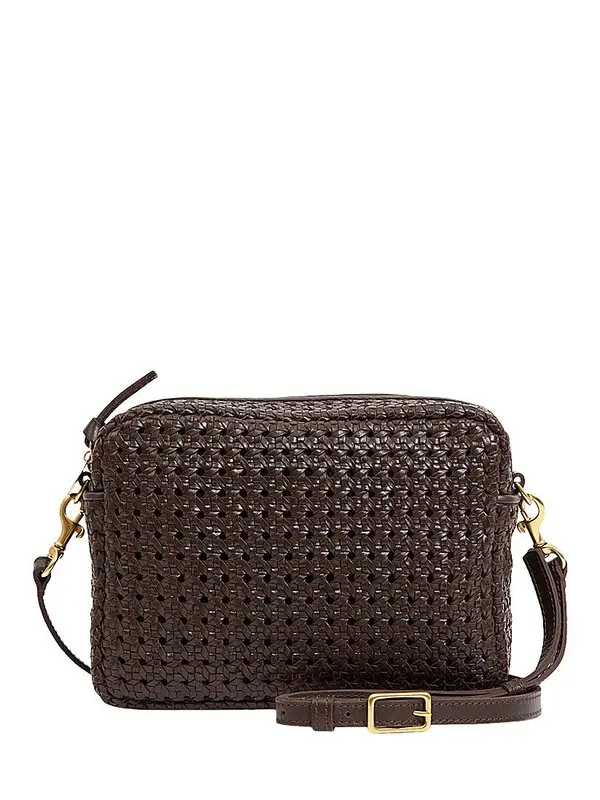 Clare V. Small Woven Leather Crossbody Bag - Chocolate
