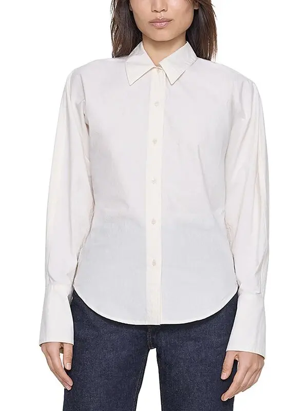 Ossou Ridge Cotton Button Front Shirt - Bone