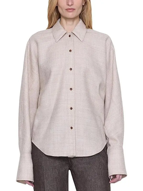 Ossou Ridge Button Front Wool Shirt - Rye
