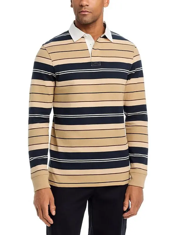 Barbour Tartan Stripe Cotton Rugby Shirt - Stone