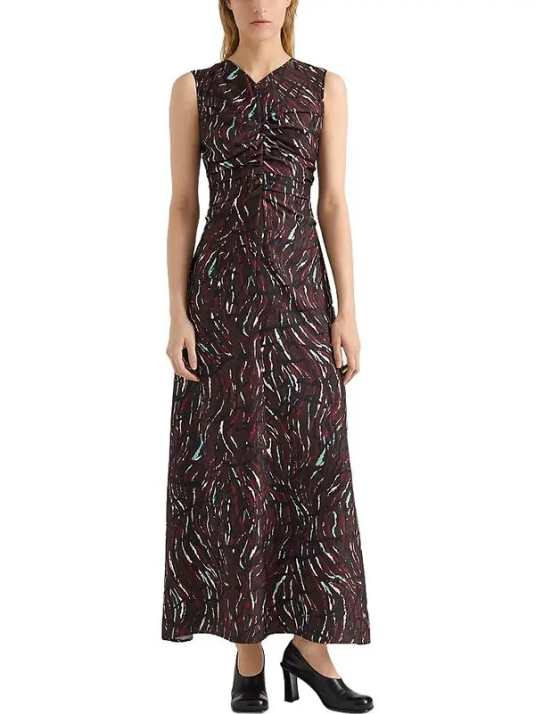 Proenza Schouler White Label Printed V-neck Maxi Dress - Coffee Multi