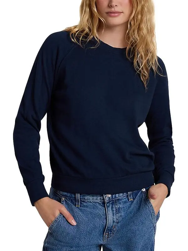 PERFECTWHITETEE Alexi French Terry Raglan Sleeve Top - Navy