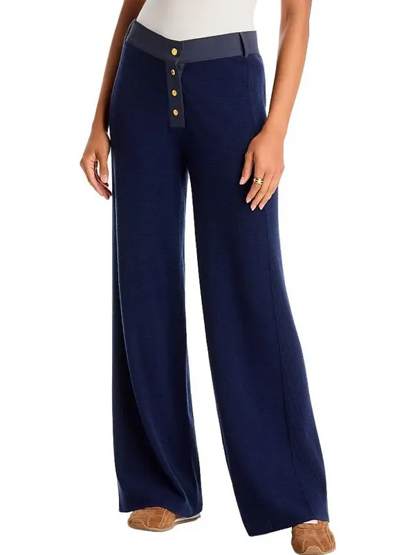 Rag & Bone Lucy Wool Stretch Wide Leg Pants - Navy
