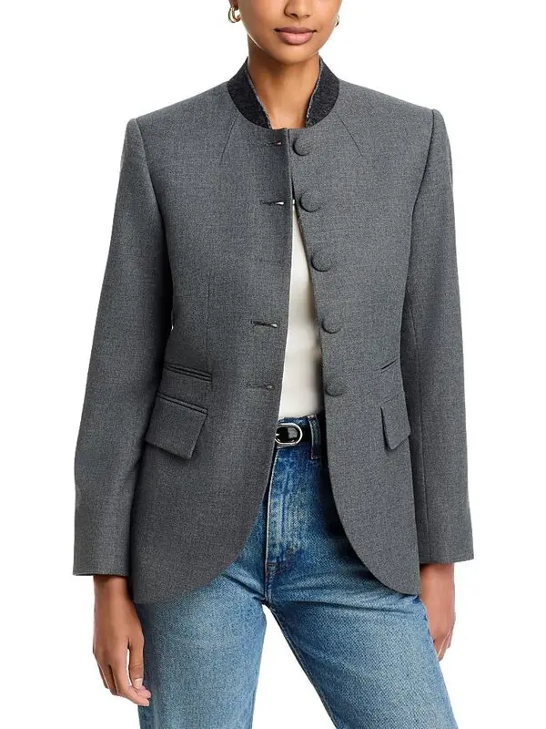 BY MALENE BIRGER Claye Single Breasted Blazer - Dark Grey Melange