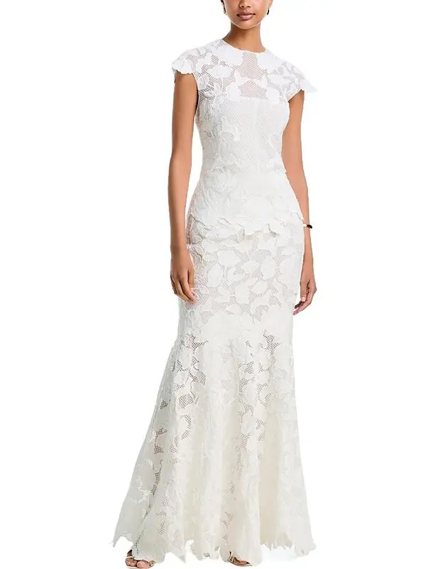 Simkhai Eloisa Embroidered Mermaid Gown - White