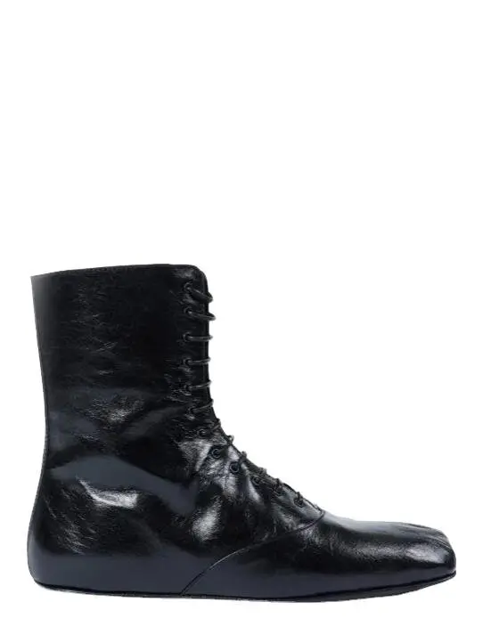 ANN DEMEULEMEESTER Leather Lace-up Boots - Black