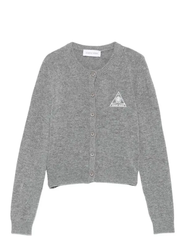 MARINE SERRE Logo Embroidered Cardigan - Gray
