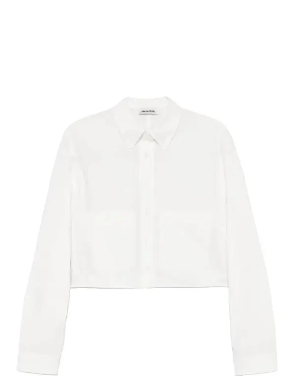 LOW CLASSIC Cropped Shirt With Button-down Collar And Buckle Cuffs - White