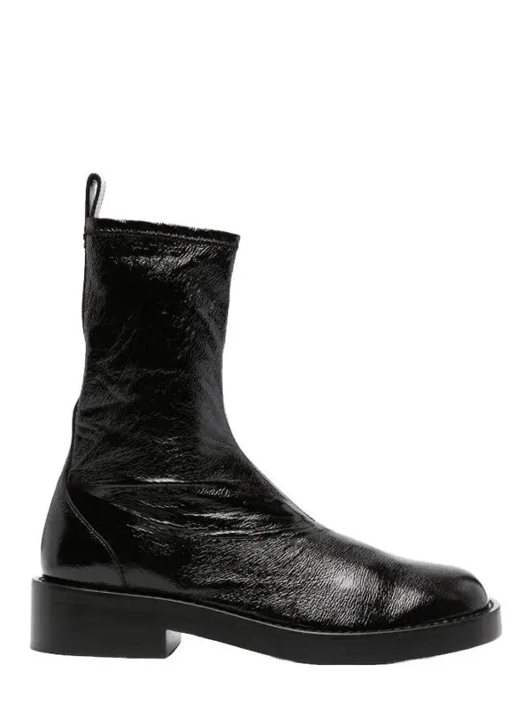 COURREGES Logo Plaque Cracked Finish Boots - Black