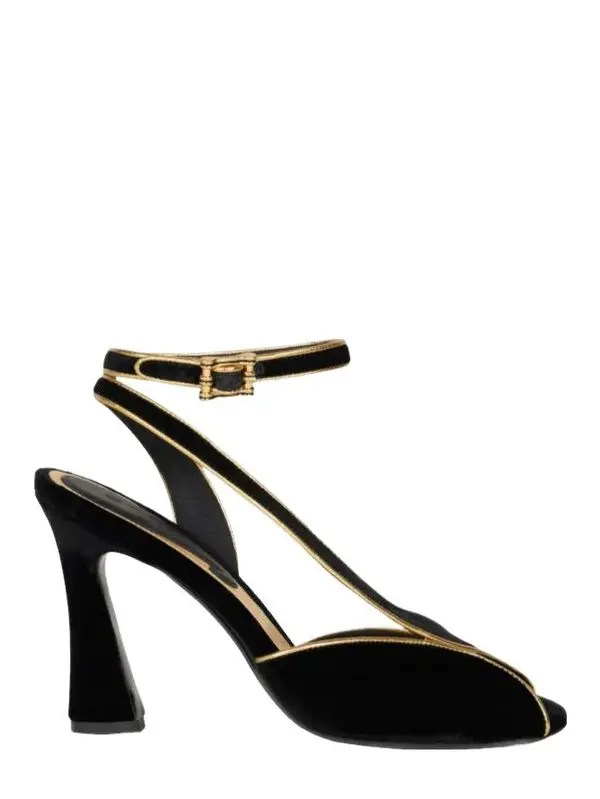 Etro Velvet High-heeled Sandals With Metallic Trim - Black