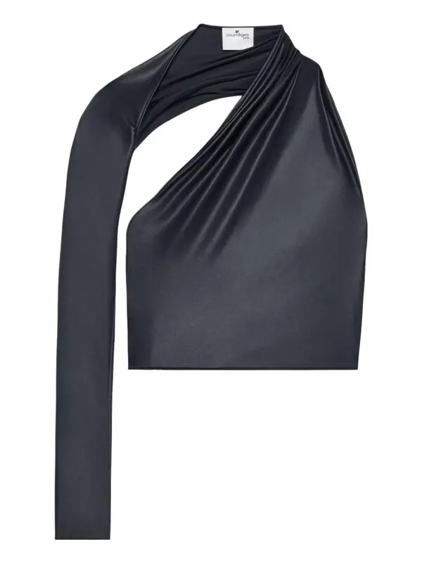 COURREGES Asymmetrical Neck Cropped Top - Black