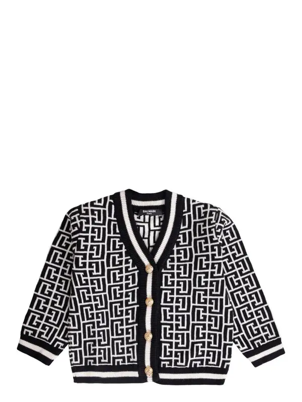 Balmain Geometric Pattern Cardigan - Black