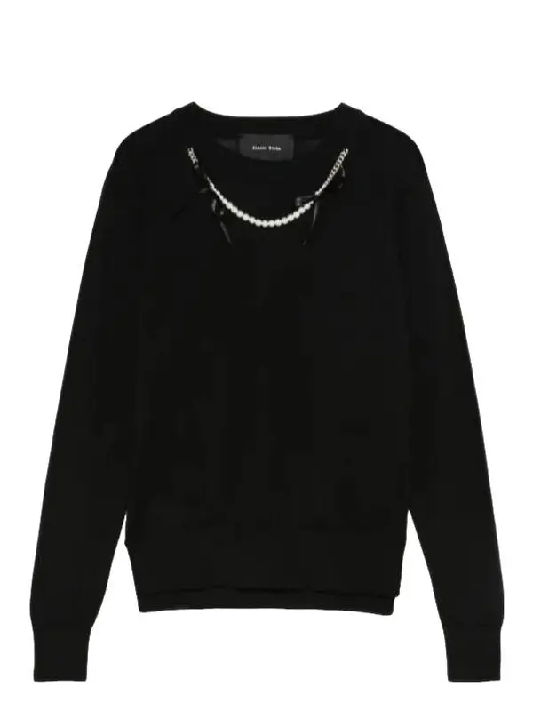 Simone Rocha Embellished Crew Neck Sweater - Black