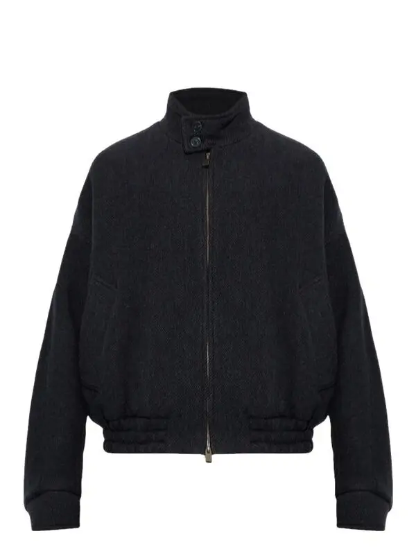 DARKPARK Herringbone Wool Bomber Jacket - Grey