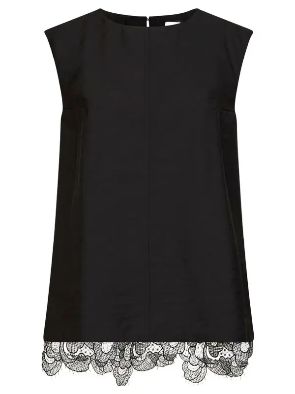 Studio Nicholson Sleeveless Top With Lace Trim - Black