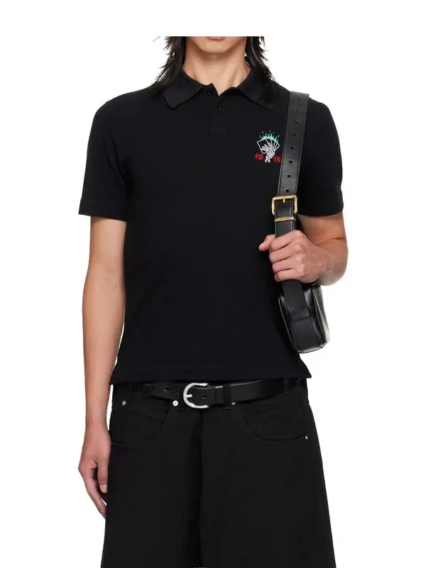 LU'U DAN Short-sleeved Polo Shirt - Black