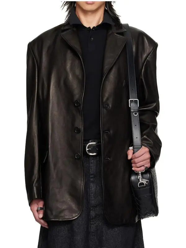 LU'U DAN Oversized Tailored Leather Blazer - Black