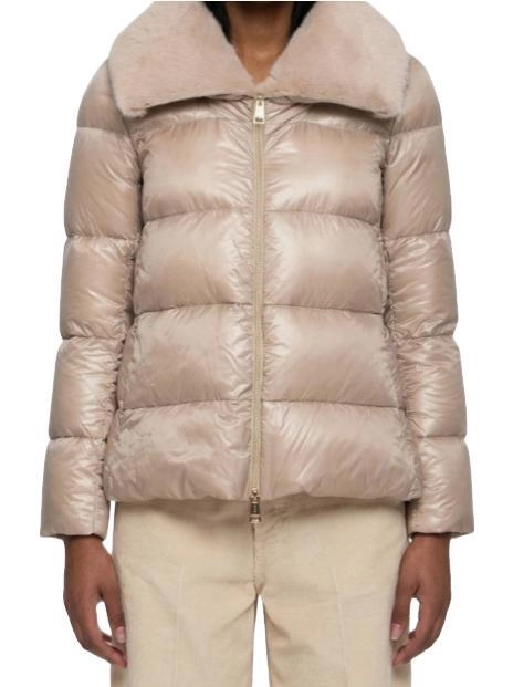 Herno Down Jacket With Fur Collar - Beige