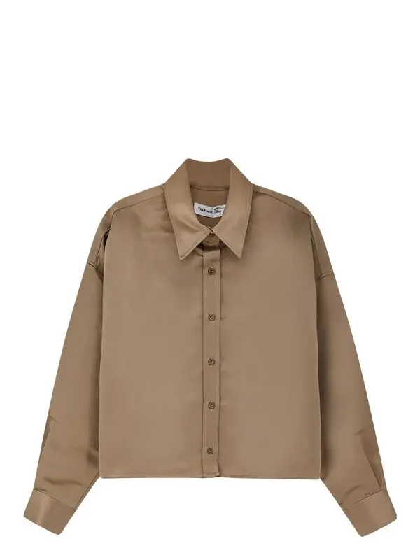 THE FRANKIE SHOP Cropped Boxy Shirt - Brown